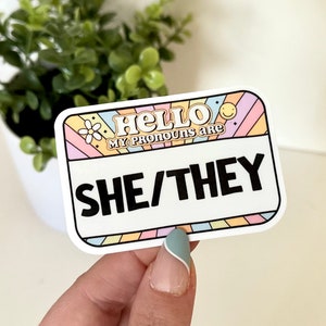 Hello, My Pronouns Are… Waterproof Sticker, Name Tag, Pronoun Tags ...