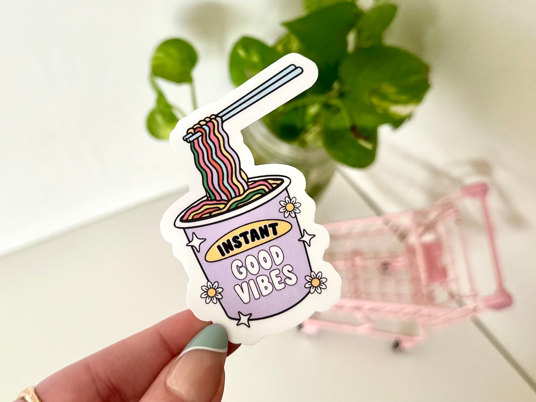 Instant Good Vibes Waterproof Sticker, Funny Decal, Noodle Sticker ...