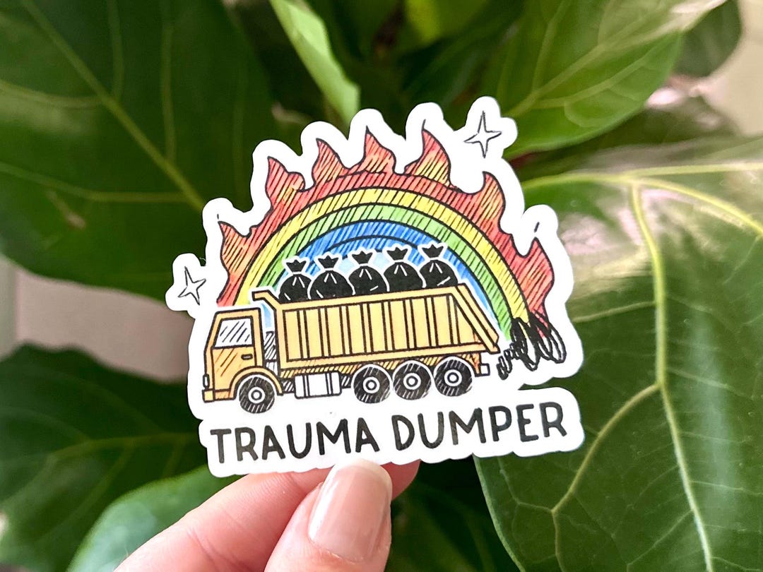 Trauma Dumper Waterproof Sticker, Mental Health Stickers, Handdrawn Art ...