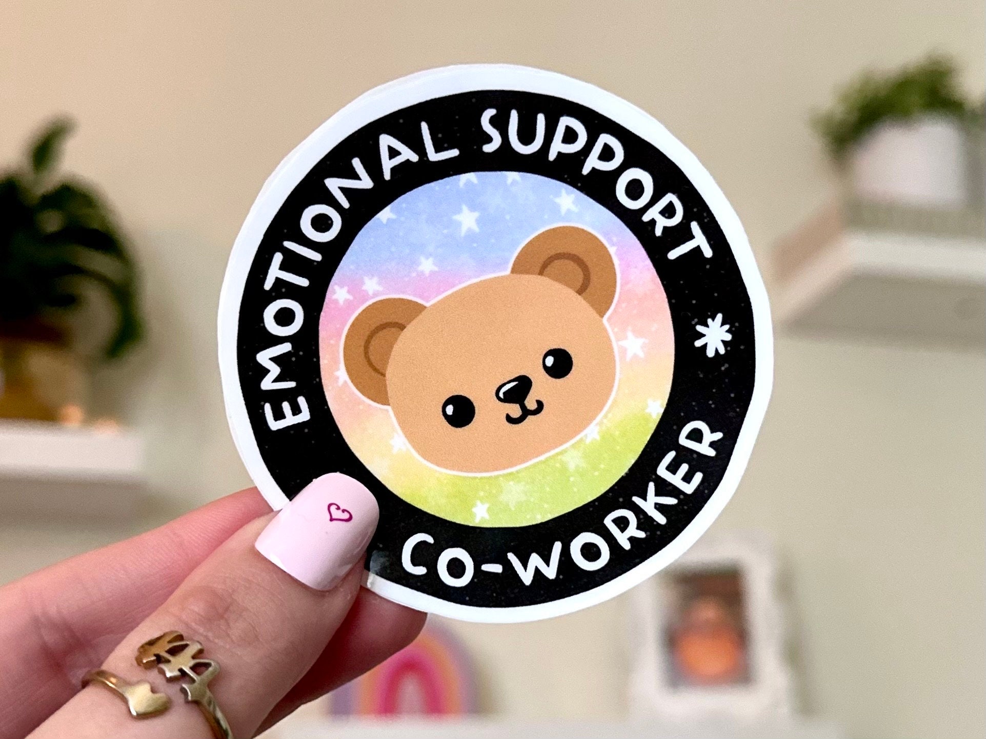 Emotional Support Co-worker Sticker: Hand-drawn Waterproof Decal - Etsy