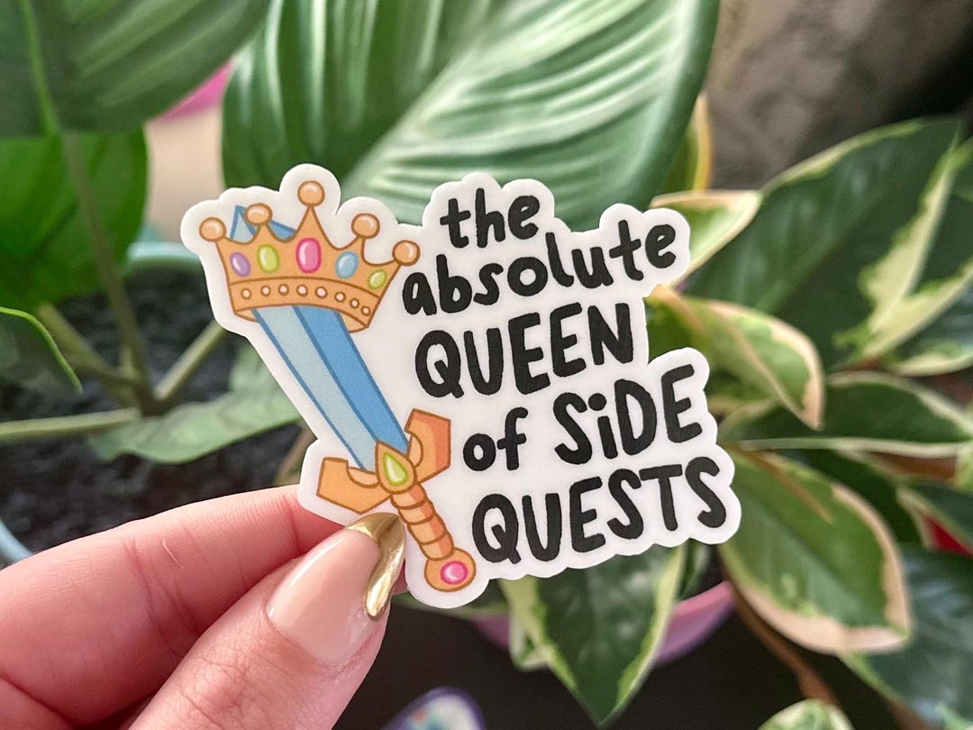 Queen of Side Quests Waterproof Sticker, Mental Health Stickers ...