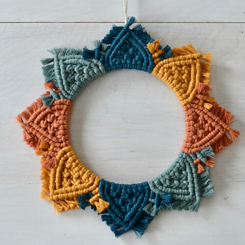 Retro Multicolor Macrame Wreath - Etsy