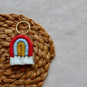 Rainbow Keychain~ Ring, Macrame, Colorful, Boho, Lanyard Accessory, Car ...