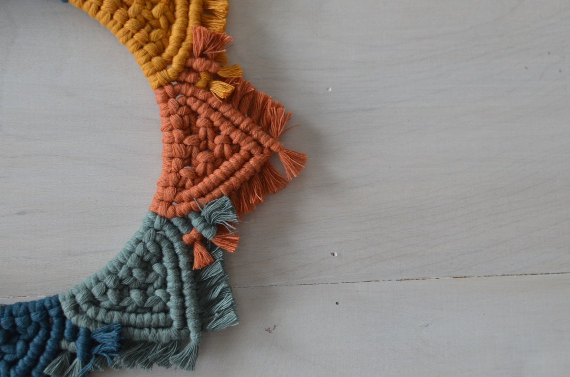 Retro Multicolor Macrame Wreath - Etsy
