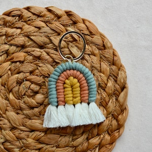 Rainbow Keychain~ Ring, Macrame, Colorful, Boho, Lanyard Accessory, Car ...