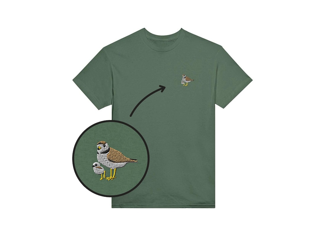 Piping Plover Embroidered T-shirt: Unisex Cotton Crewneck, Minimalist ...
