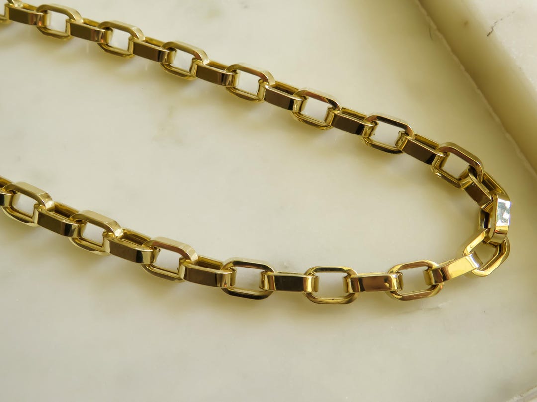 Solid 14K Gold Biker Link Chain | 16” Heavyweight 25g Necklace | Unisex ...