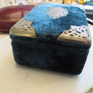 Antique Victorian Velvet Jewelry Box in Rich Teal Blue - Etsy