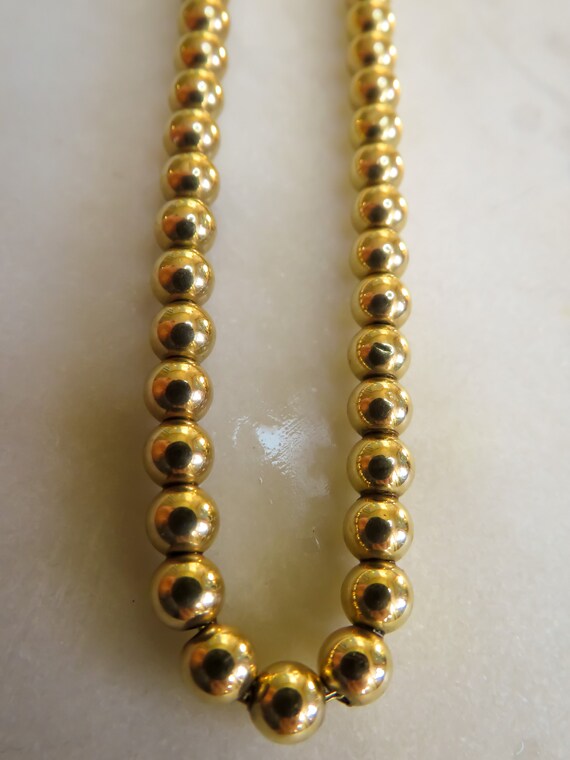 14K Gold Bead Necklace - Gem