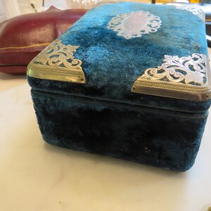 Antique Victorian Velvet Jewelry Box in Rich Teal Blue - Etsy