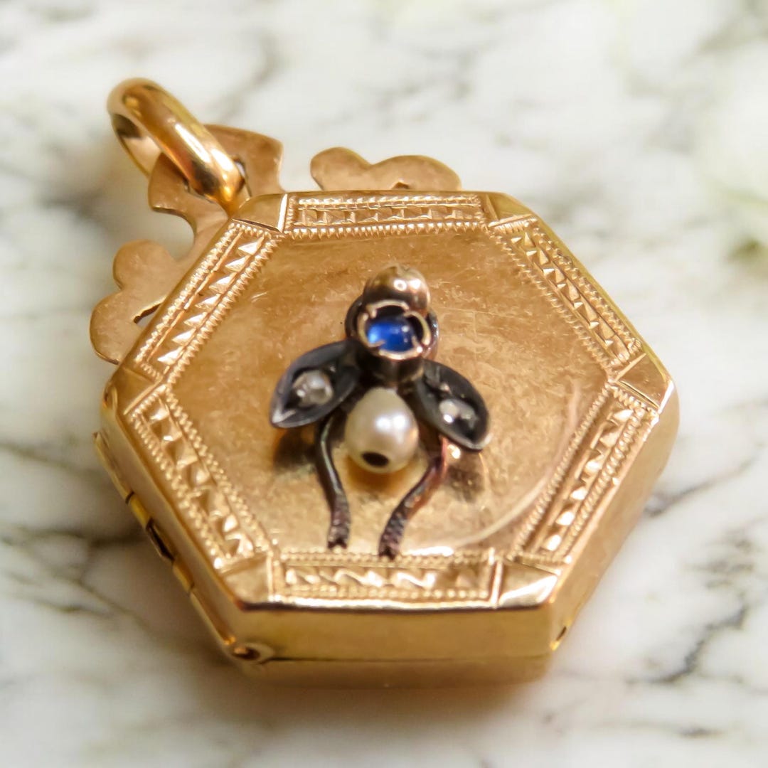 Victorian Antique Bug Locket in 18K Gold - Etsy