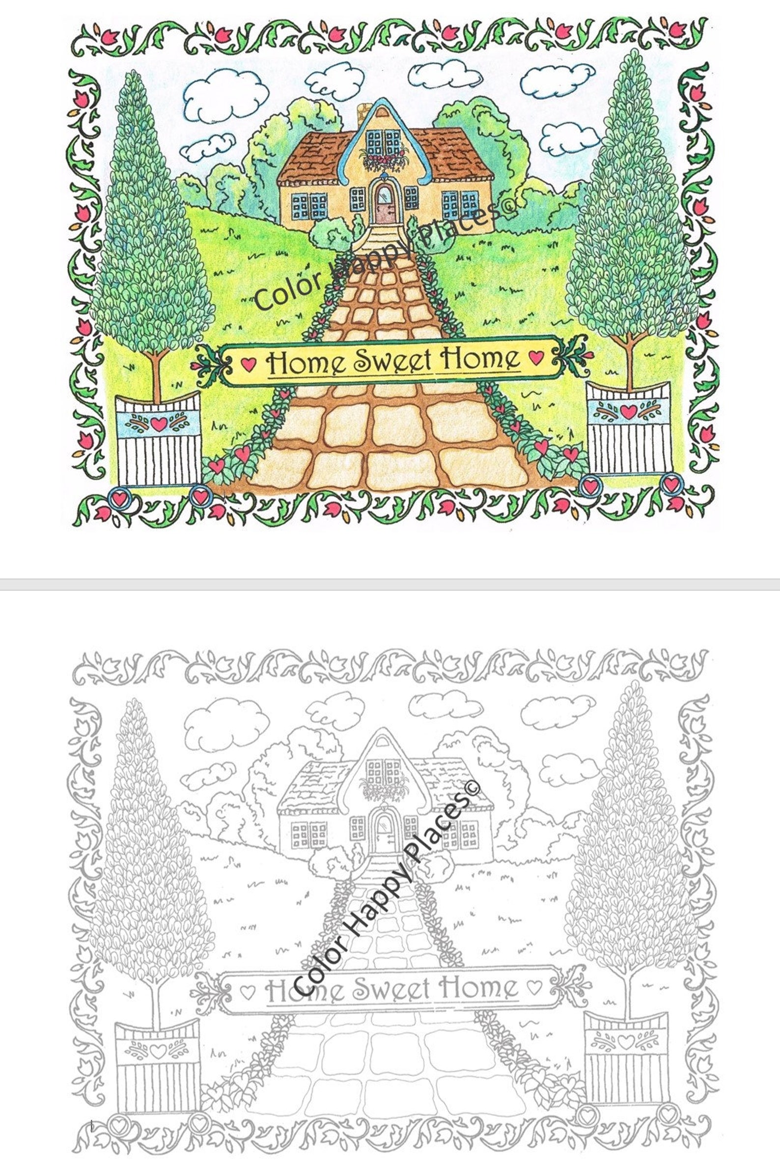 Home Sweet Home Coloring Page Online or Print Adult Coloring Page ...