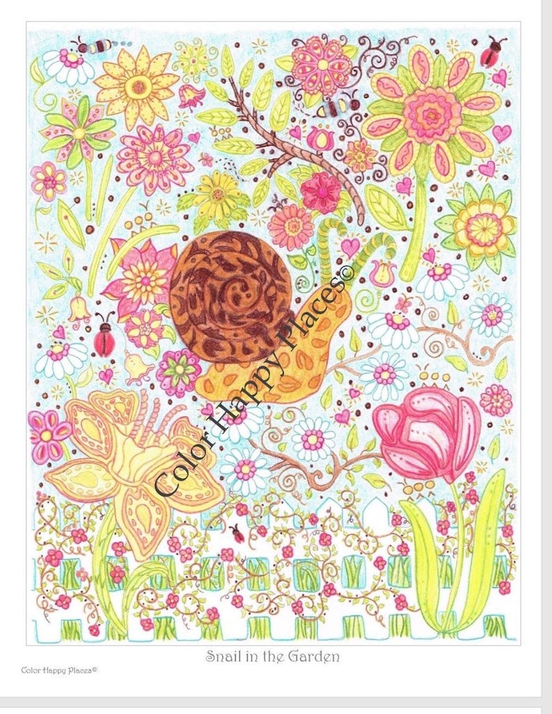 Snail in the Garden Coloring Page Color Online or Print Adult Coloring ...