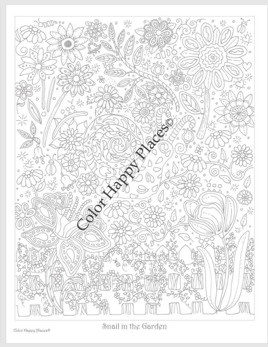 Snail in the Garden Coloring Page Color Online or Print Adult Coloring ...