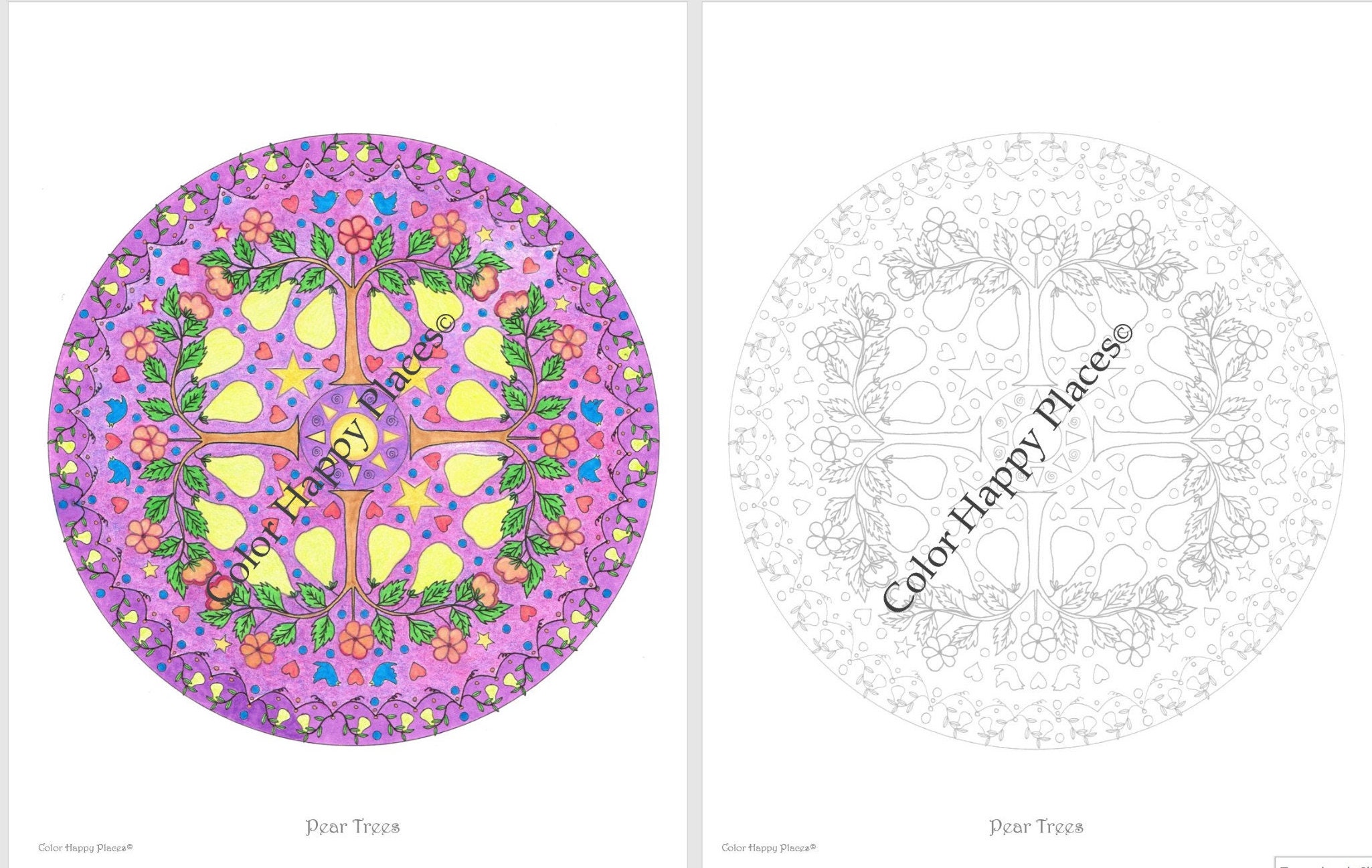 Pear Trees Coloring Page Color Online or Print Adult Coloring Page ...