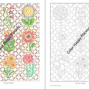 Flower Motif Coloring Page Online or Print Adult Coloring Page Seniors ...