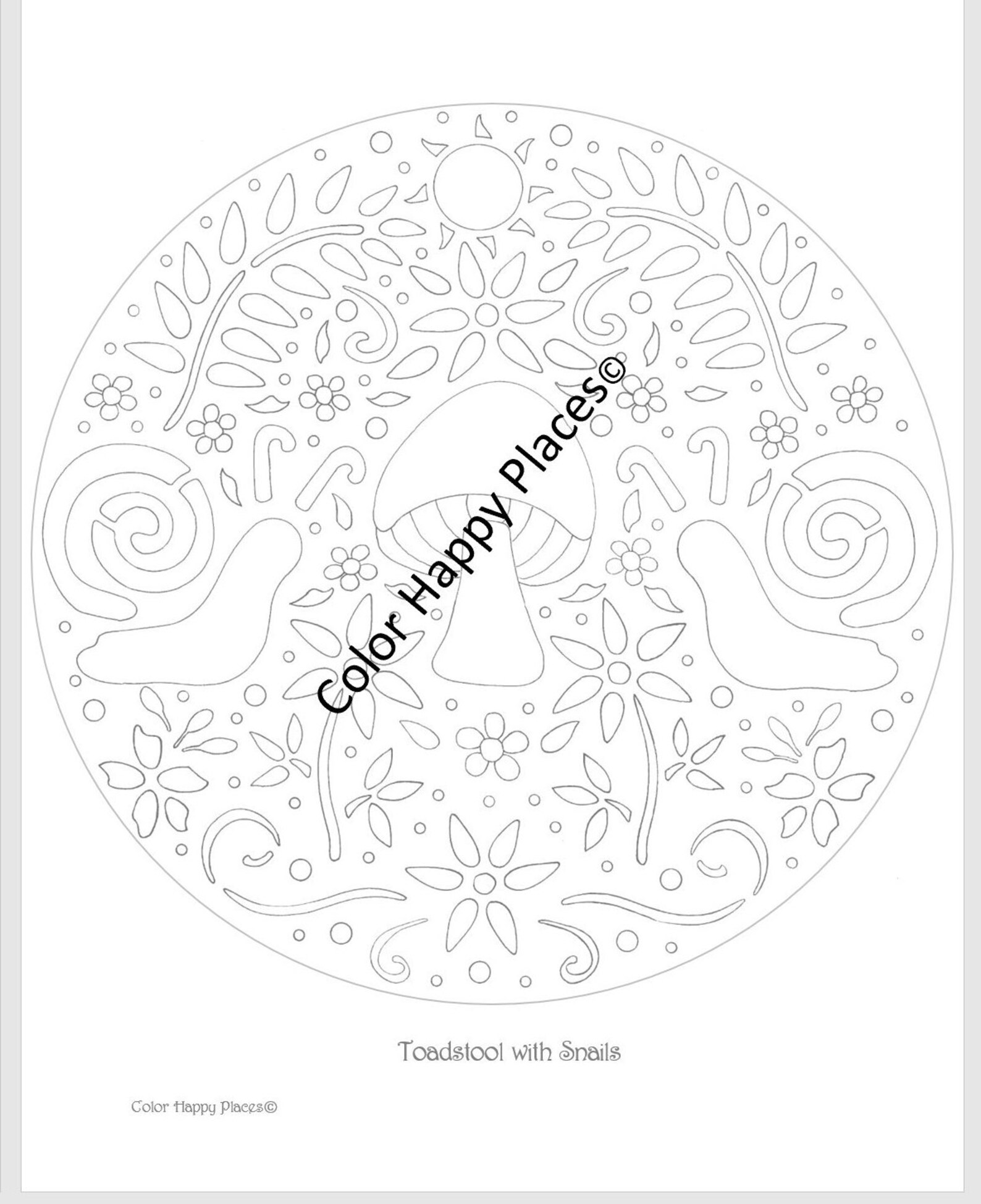 Toadstool With Snails I Coloring Page Online or Print Adult Coloring ...
