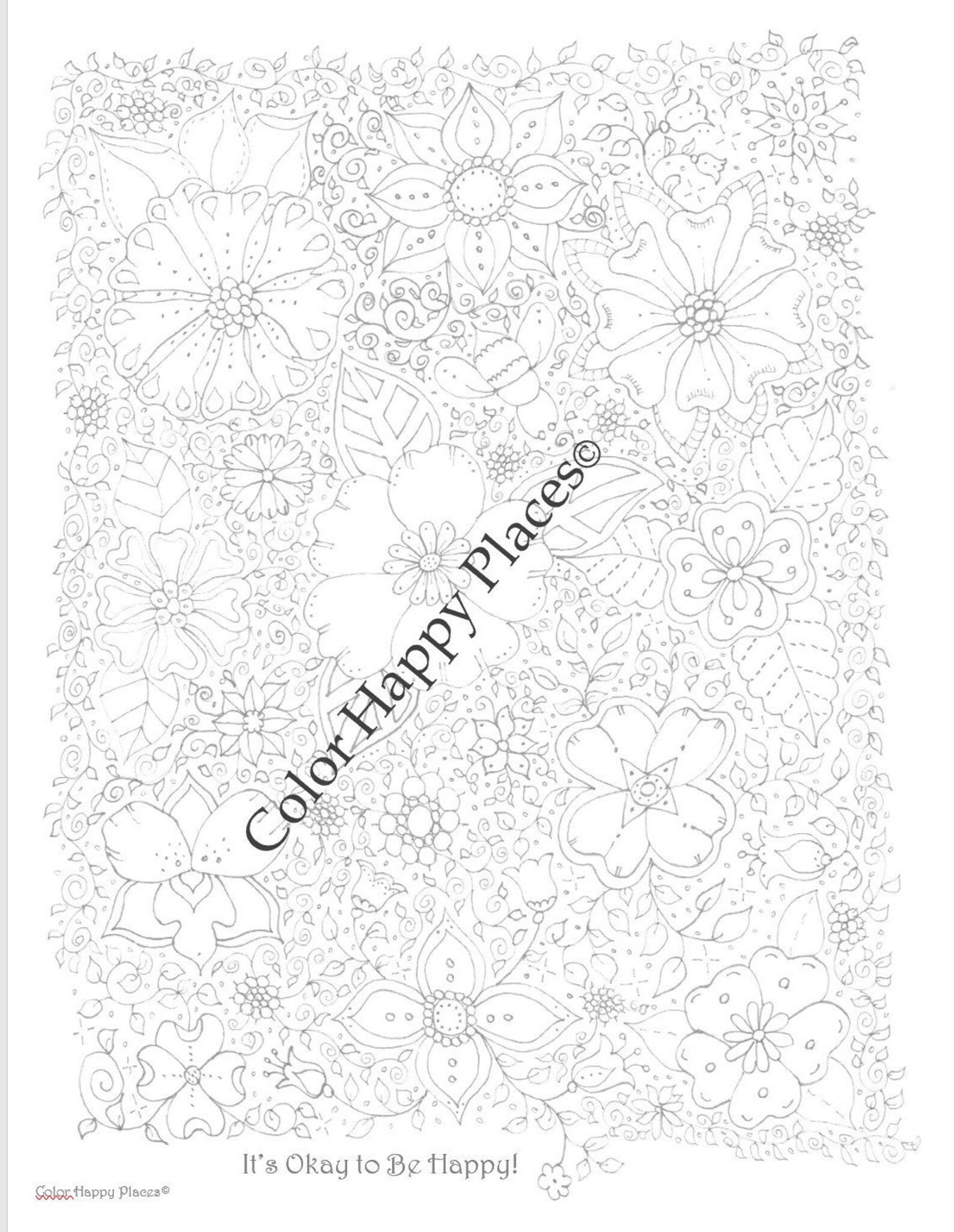 It's Okay to Be Happy! Coloring Page Online or Print Adult Coloring ...