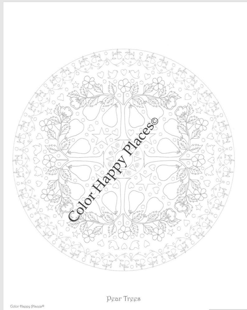 Pear Trees Coloring Page Color Online or Print Adult Coloring Page ...