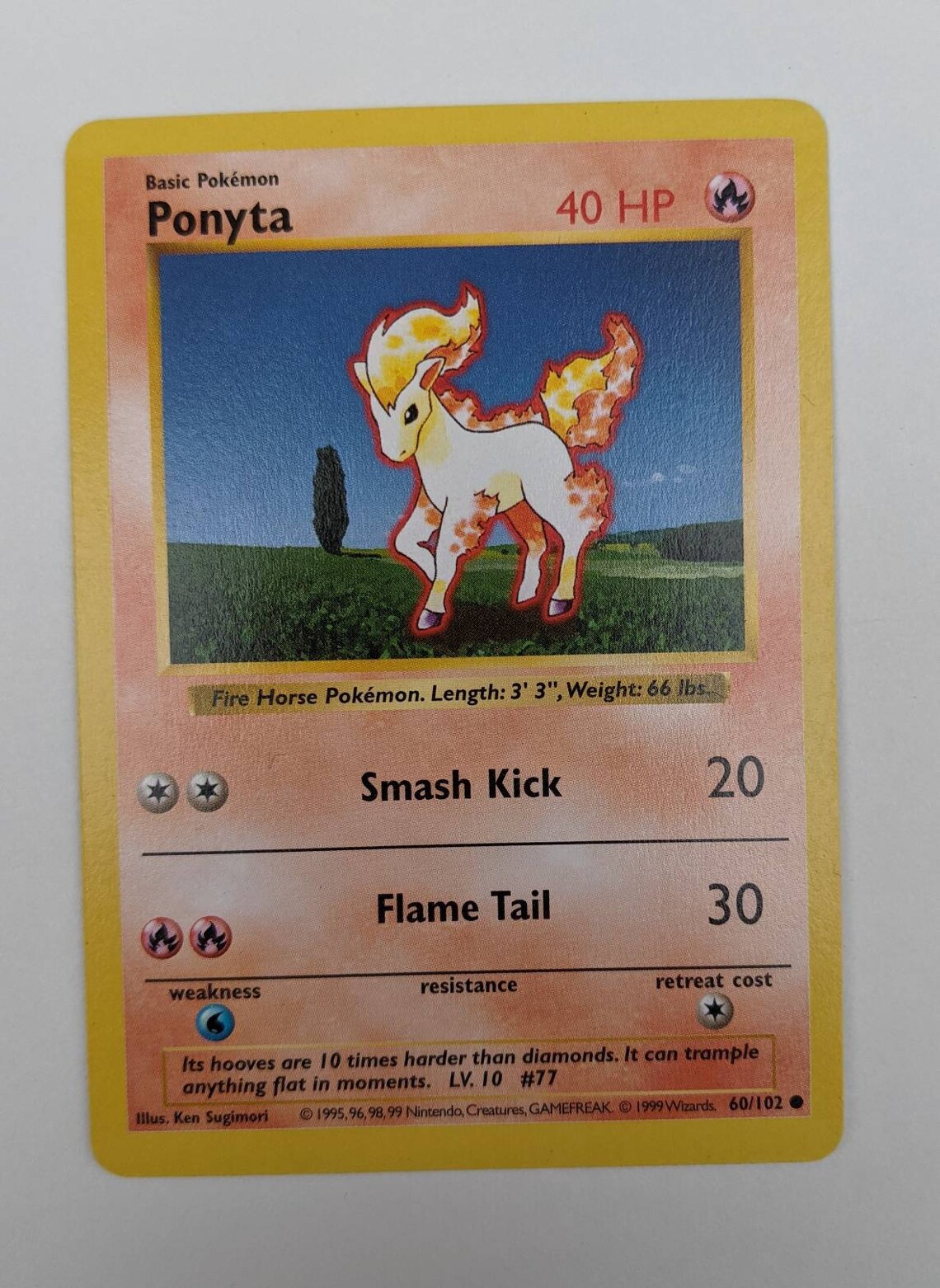 Pokemon Card Base Set Shadowless Ponyta 60/102 M-NM | Etsy