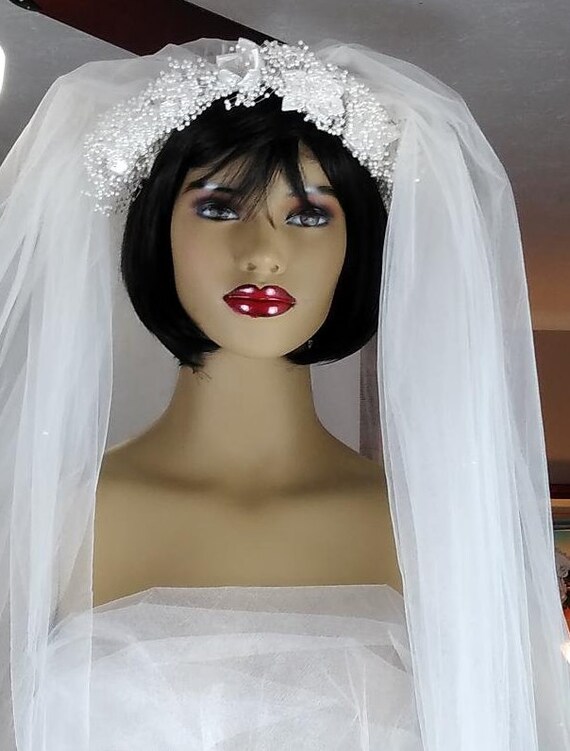 Bridal Veil 36 inch, Wedding, Embellished with Satin … - Gem