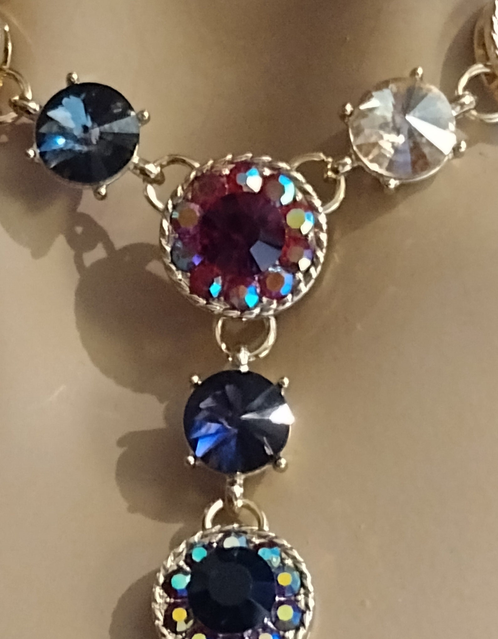 Multi Gem Y Necklace/ Faux Gemstones/gold Tone Metal/ Lots of Color and ...