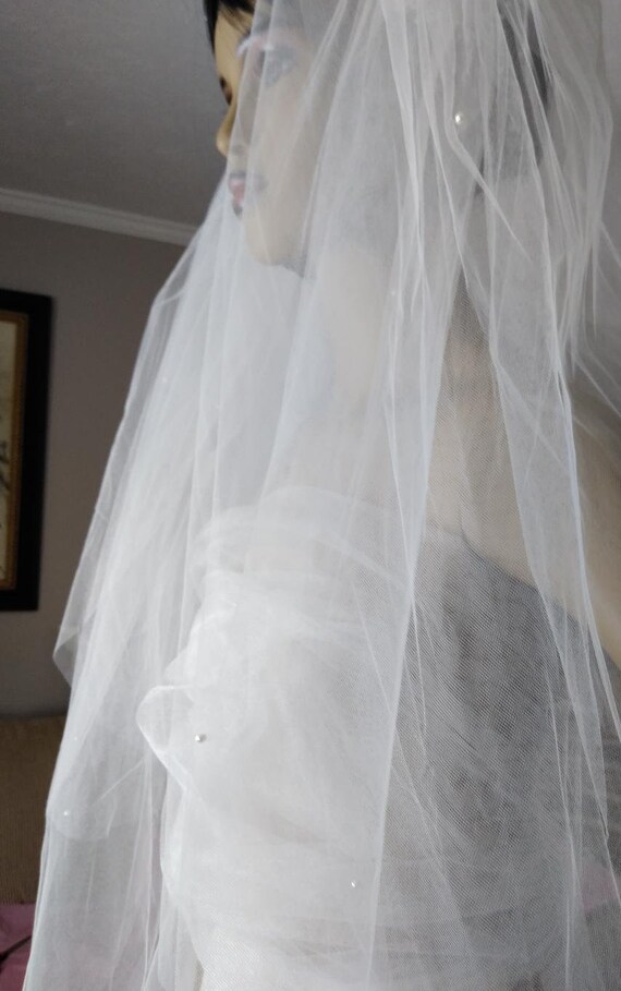Bridal Veil 36 inch, Wedding, Embellished with Satin … - Gem