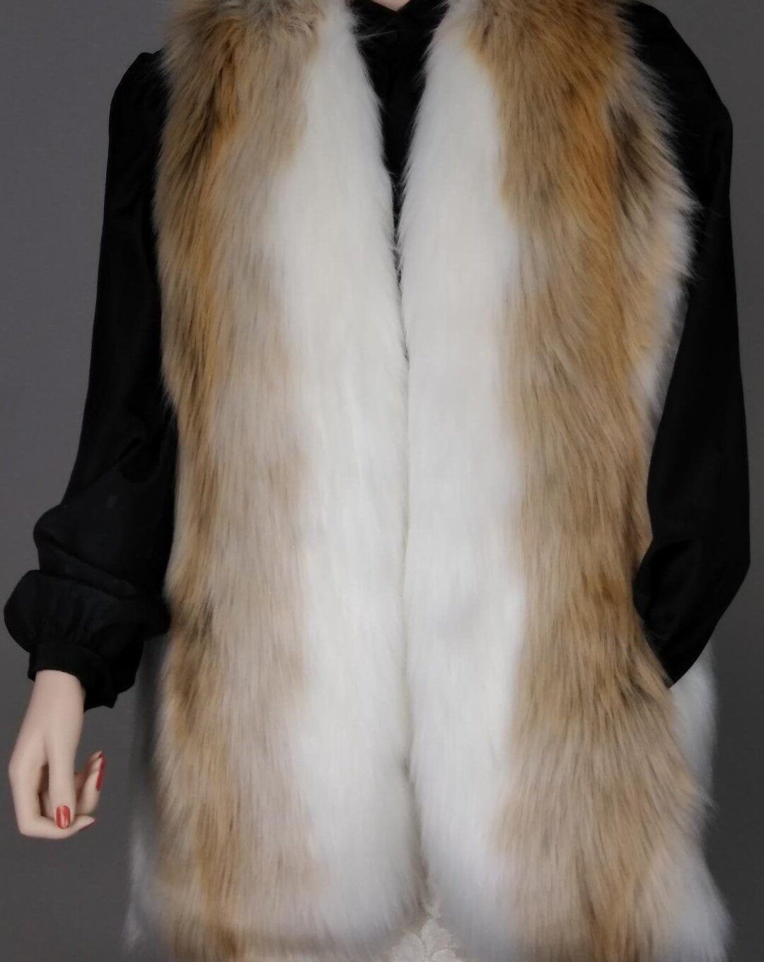 Donna Salyers Faux Red Fox/ White, Designer Vest,size 18, Length 33 ...