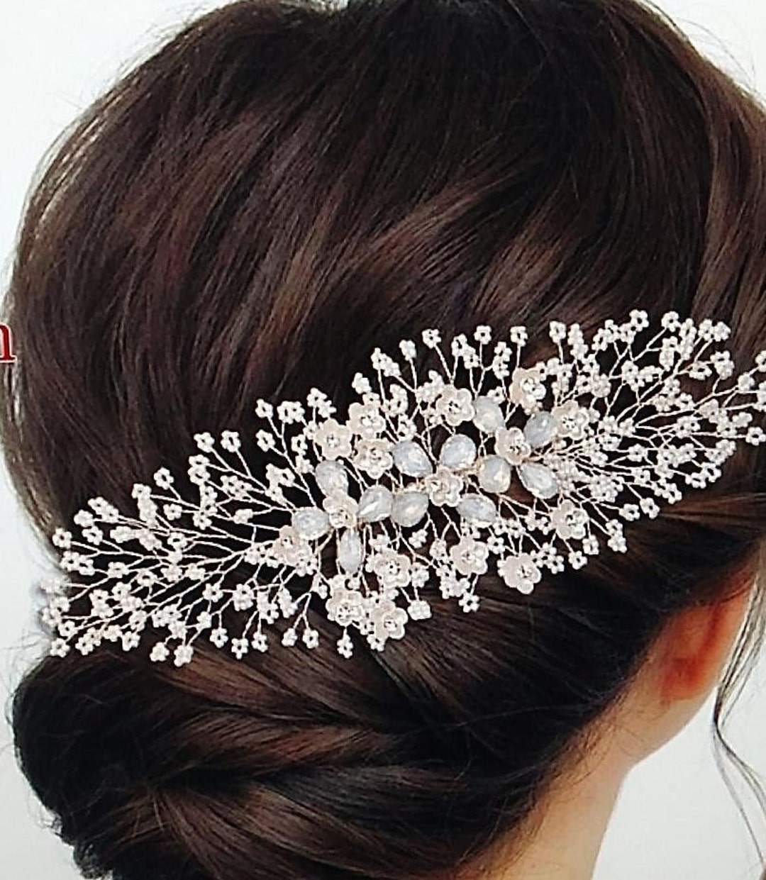 Vintage Inspired Bridal Comb: Iridescent Stones, Floral Hair Accessory ...