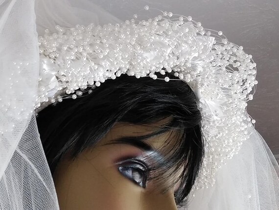 Bridal Veil 36 inch, Wedding, Embellished with Satin … - Gem