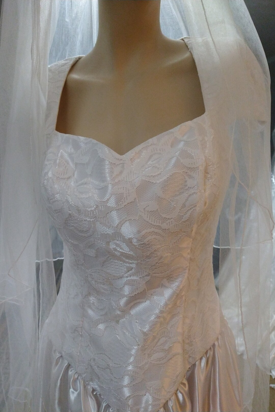 Vintage Alfred Angelo Bridal Gown, Size 8, White Satin Lace - Etsy