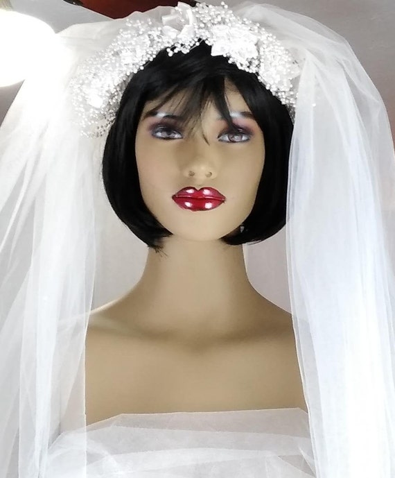Bridal Veil 36 inch, Wedding, Embellished with Satin … - Gem