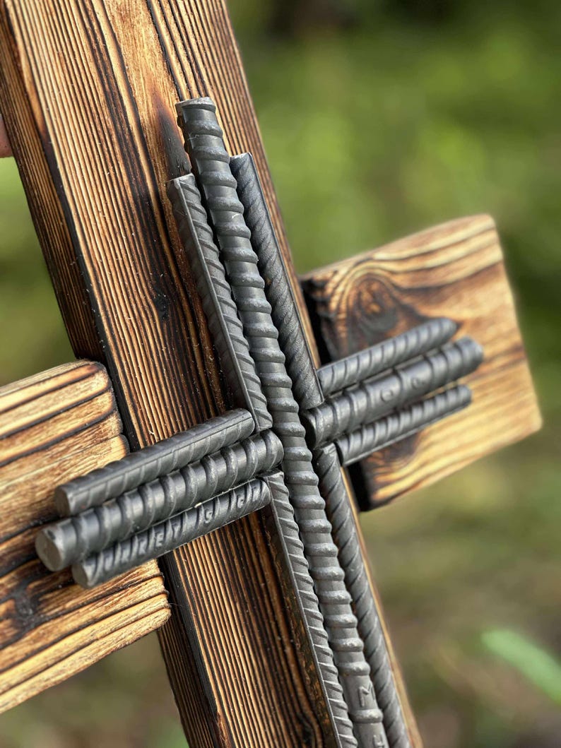 Handmade .distressed Wood . With a Welded Rebar Cross. Will Make a ...