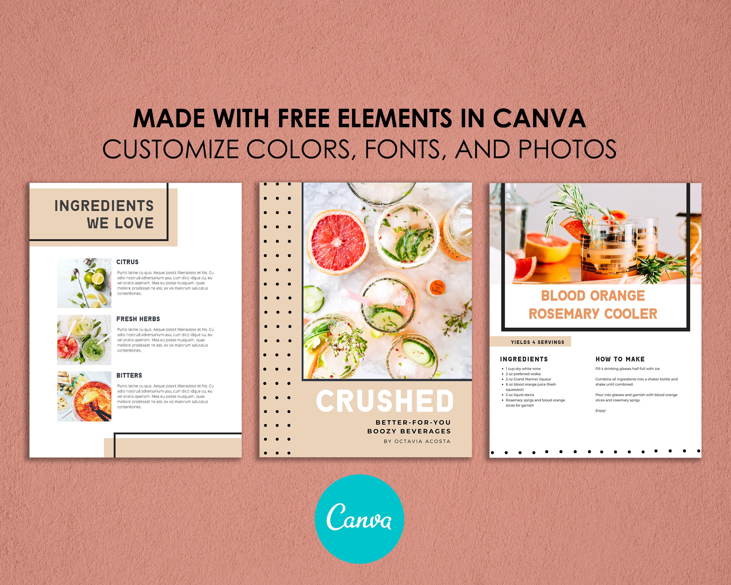 Recipe E-book, Food Blogger Template | Made in Canva - Etsy