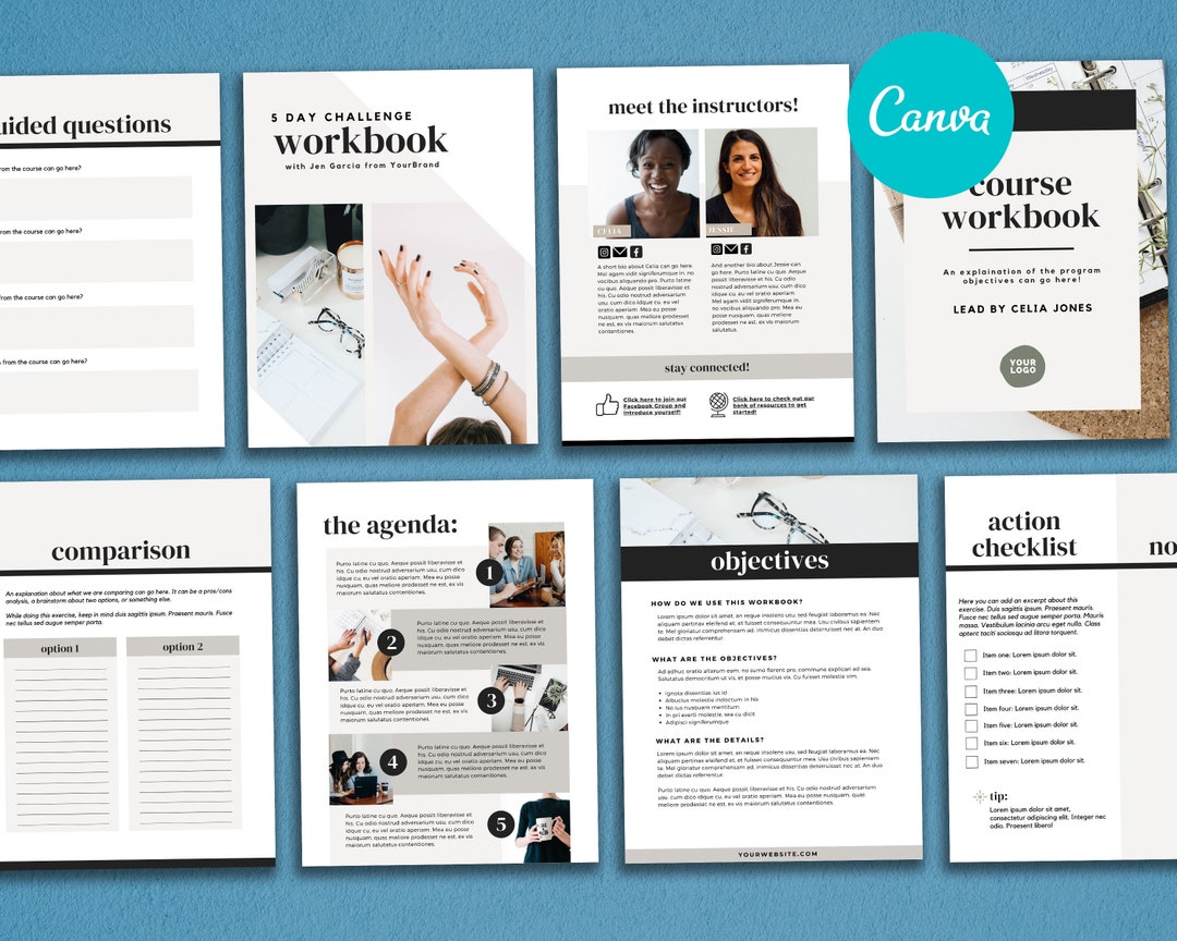 Challenge or Course Workbook Template | Made in Canva - Etsy