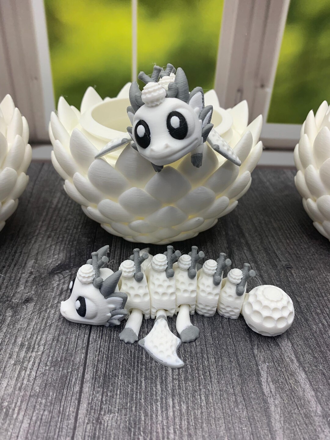 Golf Ball Dragon With Egg Articulated Flexi Dragon Figurine Unique Golf ...