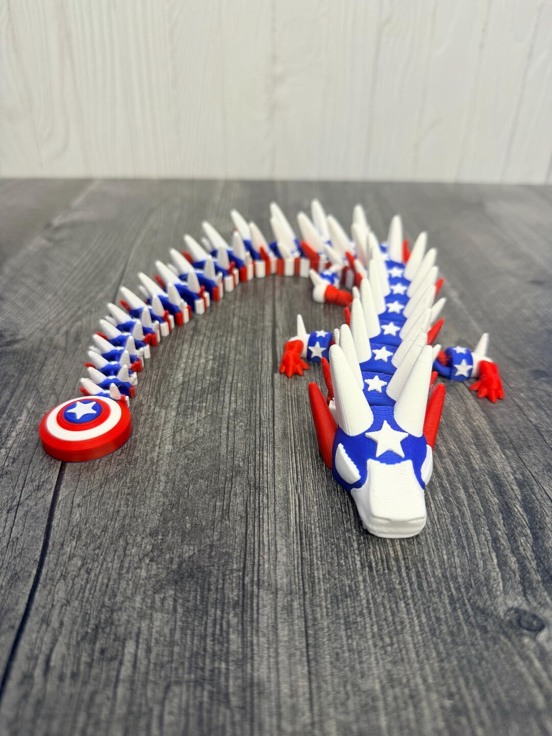 Patriotic Shield Dragon – 3D Printed Flexi Dragon, Articulated ...
