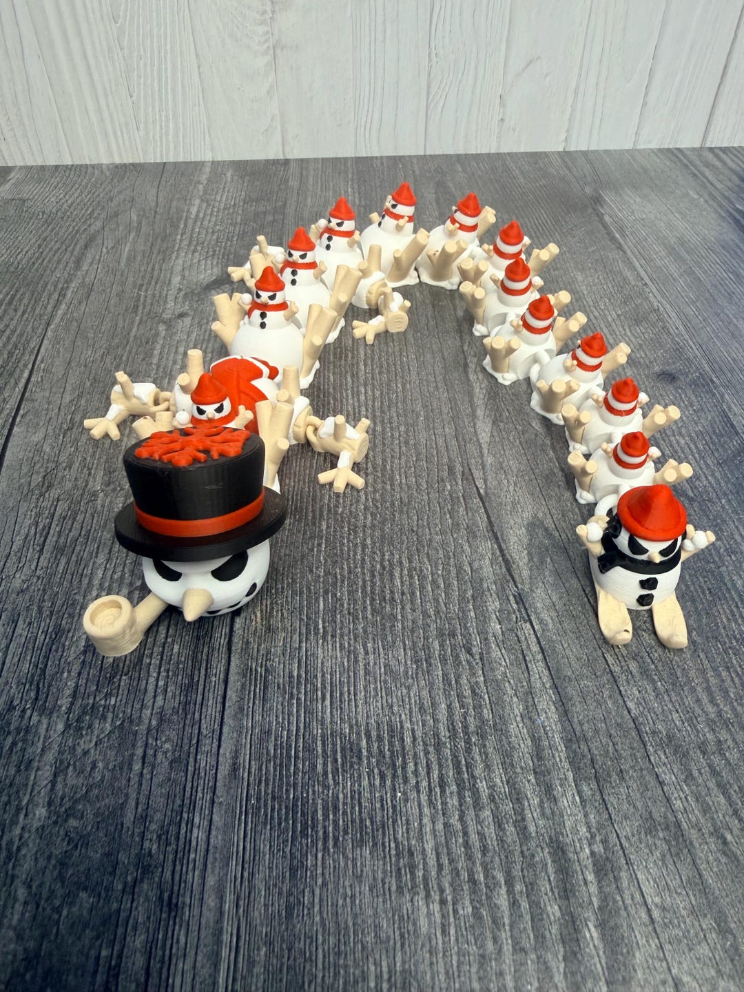 Snowman Dragon Flexi Dragon, 3D Printed Christmas Dragon Articulated ...
