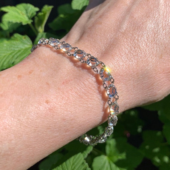 Art Deco Open Back Crystal Bracelet - Gem
