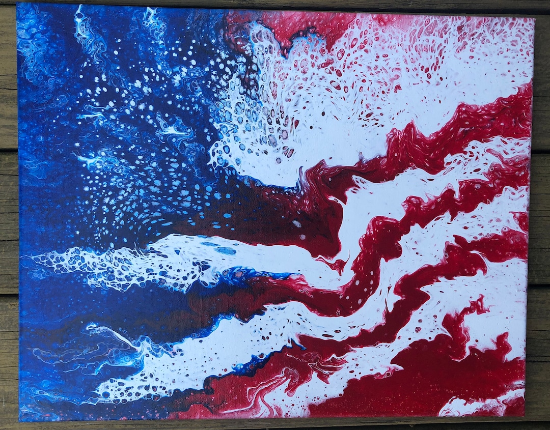 American Flag Abstract Art Painting 16x20 Canvas - Etsy