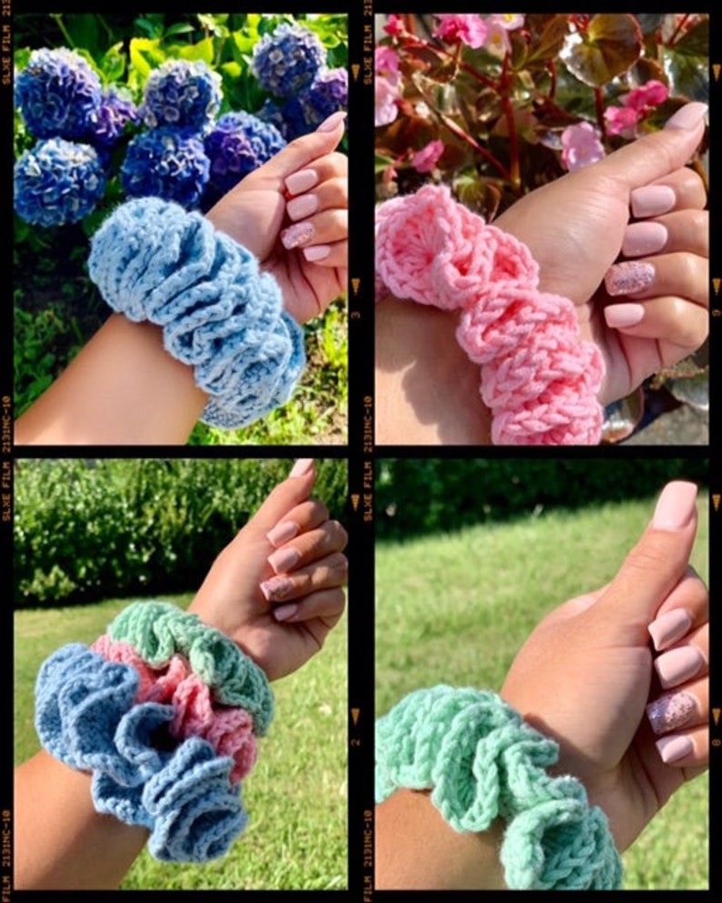Set of Two Crochet Scrunchies Handmade Scrunchies - Etsy