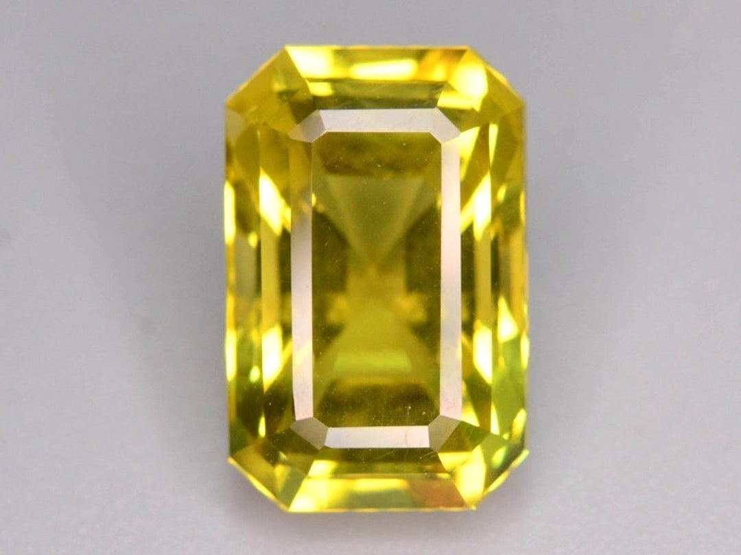 Lemon Color Citrine: Dramatic Natural 6.30 Carat Emerald Cut Gemstone ...
