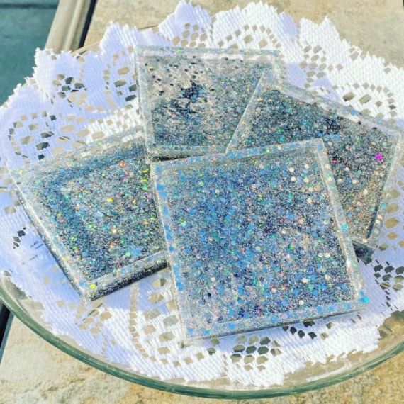 BLOWOUT SALE Handmade Square Coasters. Epoxy Resin. | Etsy UK