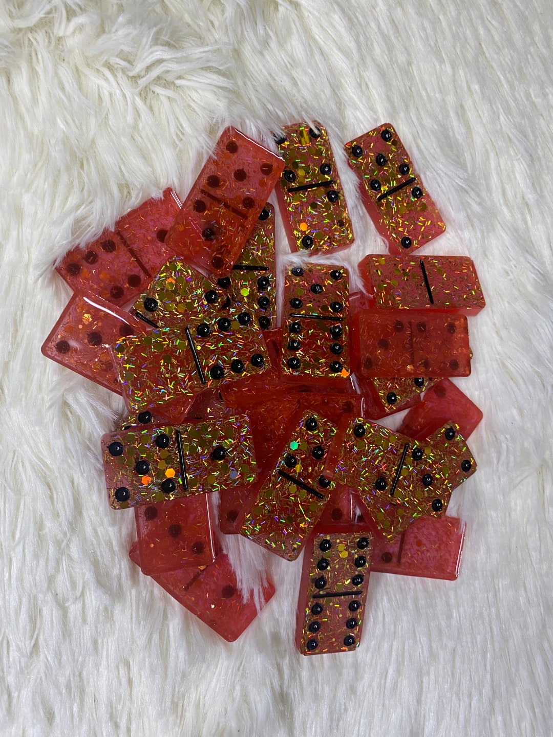 Red and Gold Glitter Domino Set - Etsy