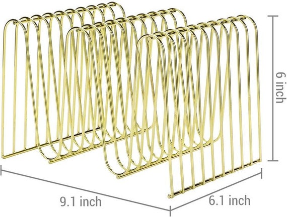 Document File Folder Storage Organizer Brass Tone Metal Wire Desktop ...