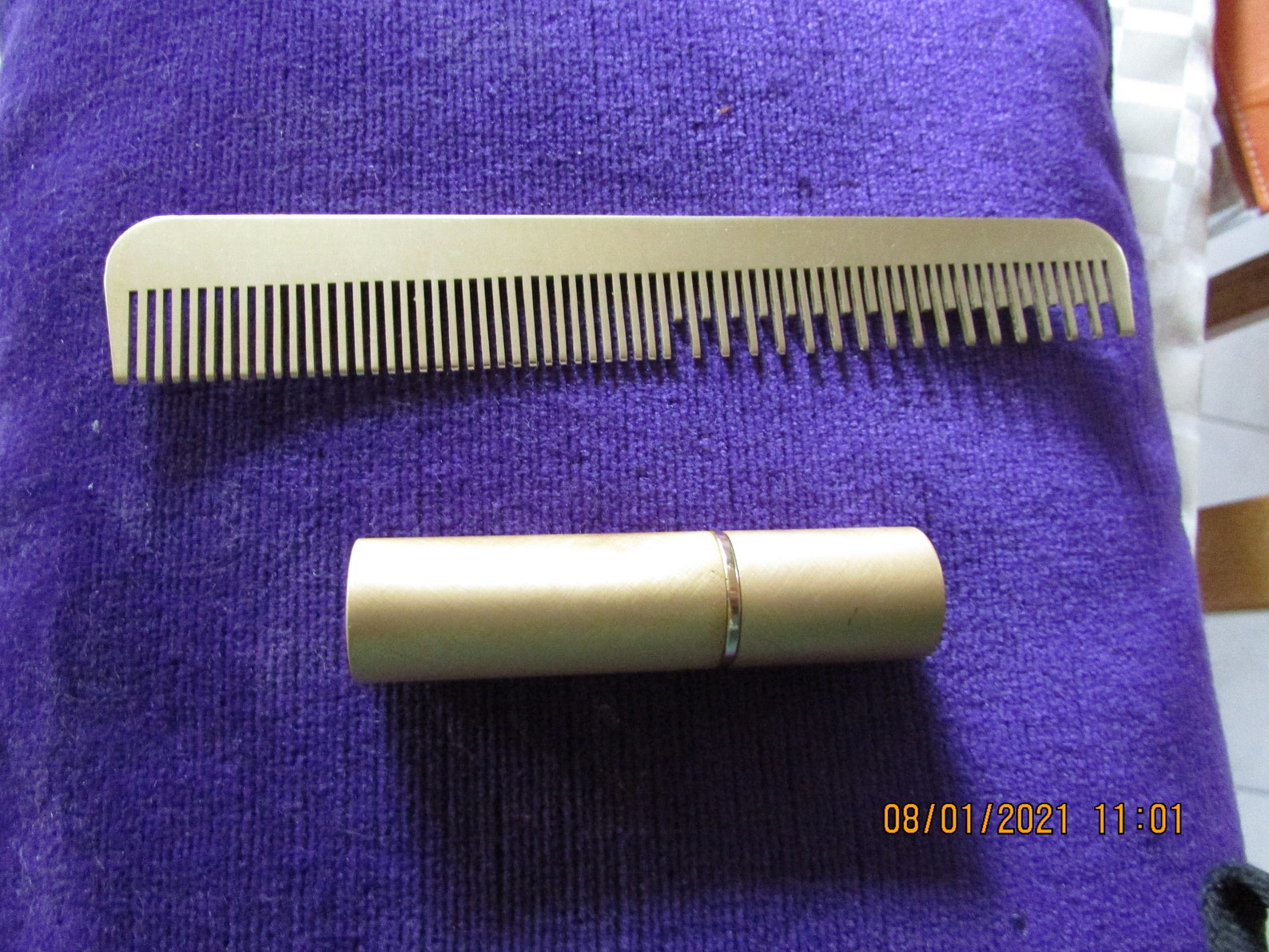 Vintage brass glass refillable perfume spray bottle & comb | Etsy