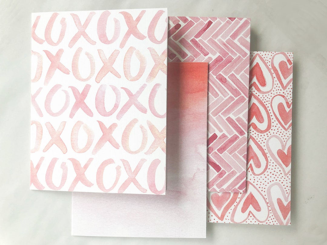 Valentine's Day Notecards Watercolor Blank Notecards Pretty Valentines ...
