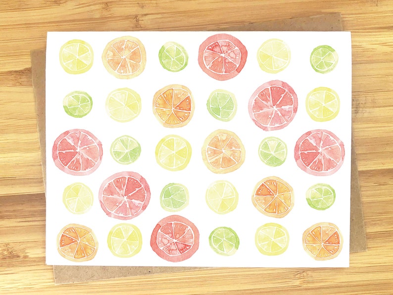 Citrus Note Card Watercolor Art Blank Notecard - Etsy