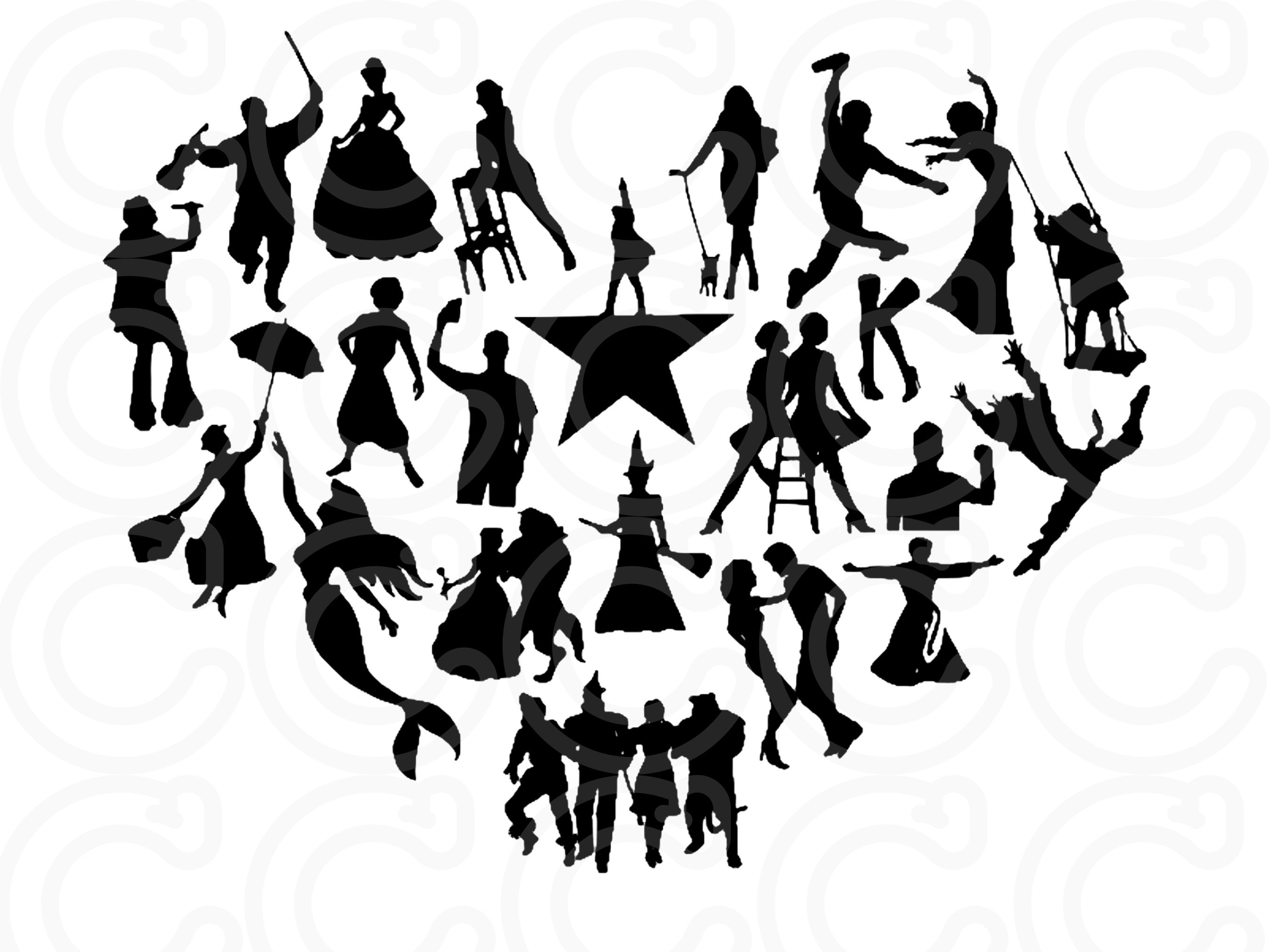 Broadway Musical Heart Silhouette Vector Design PNGSVG Cutting File for ...