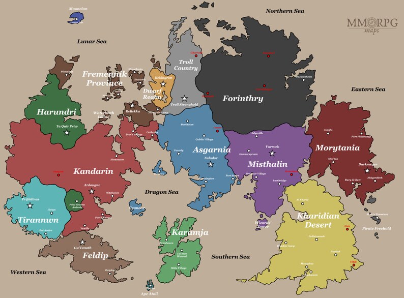 Old School Runescape World Map Premium Art Print Classic RS | Etsy